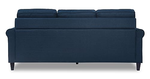 Serta Harmon Reversible Sectional Sofa, Modern L-Shaped Couch for Small Spaces, Soft Fabric Upholstery, Rolled Arm, Blue