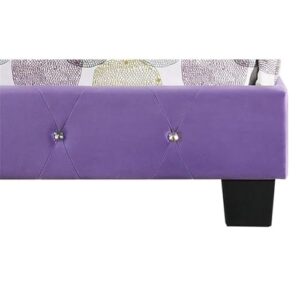 Glory Furniture Full Size Bed with Headboard, Footboard in Velvet, in Purple, No Box Spring Needed, Easy Assembly