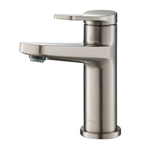 kraus indy single handle basin bathroom faucet in spot free stainless steel, kbf-1401sfs