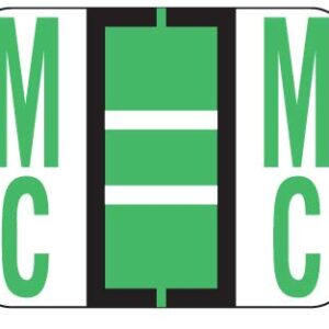 Doctor Stuff - File Folder Labels, Alphabet Letter Mc, File Doctor - FDAV Series Compatible Alpha Stickers, Fluorescent Green, 1" x 1-1/4", 500/Roll