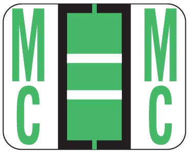 Doctor Stuff - File Folder Labels, Alphabet Letter Mc, File Doctor - FDAV Series Compatible Alpha Stickers, Fluorescent Green, 1" x 1-1/4", 500/Roll