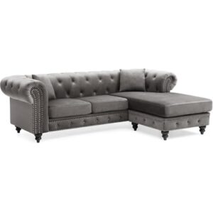 glory furniture nola velvet sofa chaise in dark gray