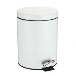 xfeng round small cute trash can pedal type wastebasket with lid, office kitchen & bathroom garbage bin, silent open and soft close, waterproof and easy to clean-5 l (color : white)