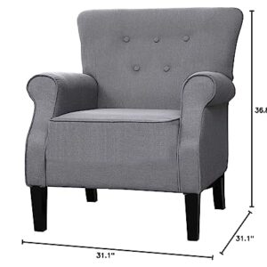 LOKATSE HOME Accent Armchair Single Sofa Modern Comfortable Furniture for Living Room, Club, Bedroom, Grey