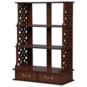 design toscano chinese chippendale-style triple shelf hardwood curio, 33 inch, walnut finish