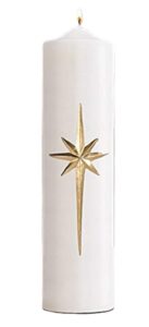 cb church supply pillar style boxed 3 x 12-inch christ candle by will & baumer, 1-count, bright morning star