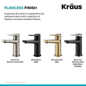 KRAUS Indy Single Handle Basin Bathroom Faucet in Spot Free Stainless Steel/Matte Black, KBF-1401SFSMB