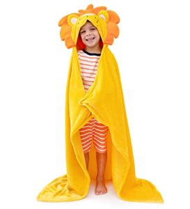 canoogles lion wearable hooded blanket for kids, blanket hoodie, soft, cozy hooded fleece blanket, machine washable, 40" h x 50" w, one size