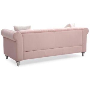 Glory Furniture Raisa Velvet Sofa in Pink