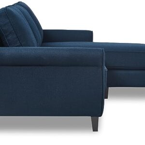 Serta Harmon Reversible Sectional Sofa, Modern L-Shaped Couch for Small Spaces, Soft Fabric Upholstery, Rolled Arm, Blue