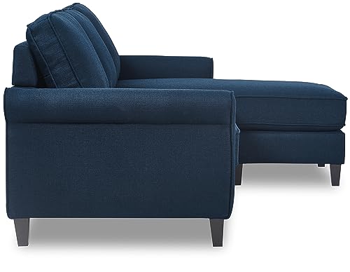 Serta Harmon Reversible Sectional Sofa, Modern L-Shaped Couch for Small Spaces, Soft Fabric Upholstery, Rolled Arm, Blue