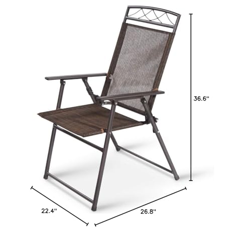 SPSUPE Set of 4 Outdoor Patio Folding Chairs, Coffee