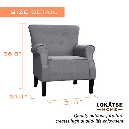 LOKATSE HOME Accent Armchair Single Sofa Modern Comfortable Furniture for Living Room, Club, Bedroom, Grey