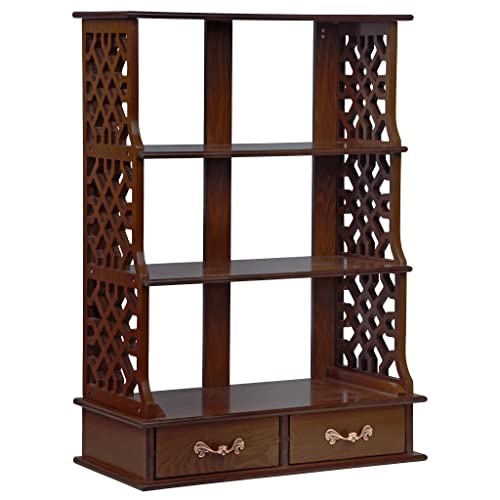 Design Toscano Chinese Chippendale-Style Triple Shelf Hardwood Curio, 33 Inch, walnut Finish