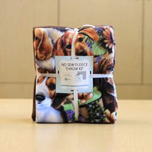 dogs on dogs anti-pill premium no-sew throw fleece fabric kit (50x60)