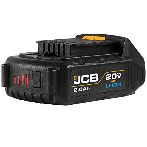 Jcb Tools - 20V Lithium-Ion Battery 2.0Ah With Charge Remaining Indicator - For Jcb 20V Power Tools - Drill, Jigsaw, Recip Saw, Circular Saw, Multi Tool, Miter Saw, Angle Grinder, LED Work Light