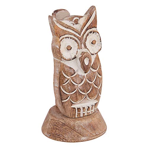 Eximious India White Elephant Gifts for Adults Him Her Wooden Owl Glasses Holder Stand Reading Nightstand Eyeglass Retainer Mom Dad Car SPWW19