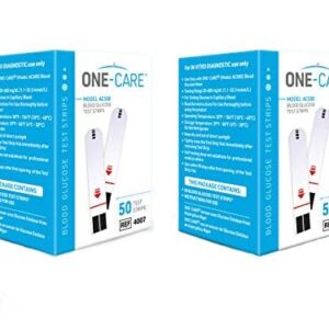 ONE-CARE 100 Count Glucose Test Strips, Precision Sugar Measurement (2 Boxes of 50 Each)