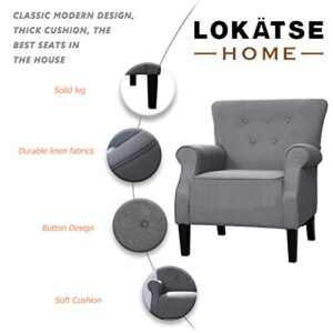 LOKATSE HOME Accent Armchair Single Sofa Modern Comfortable Furniture for Living Room, Club, Bedroom, Grey