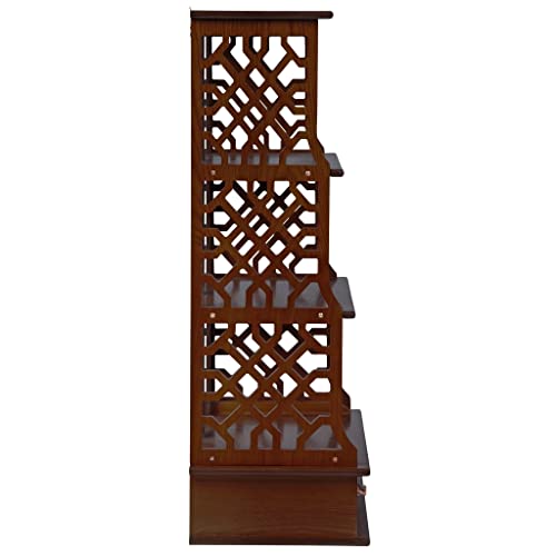 Design Toscano Chinese Chippendale-Style Triple Shelf Hardwood Curio, 33 Inch, walnut Finish