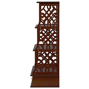 Design Toscano Chinese Chippendale-Style Triple Shelf Hardwood Curio, 33 Inch, walnut Finish