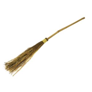 Treasure Gurus Natural Straw Flying Witch Wizard Broom Stick Broomstick Movie Theater Prop Halloween Decor Brown