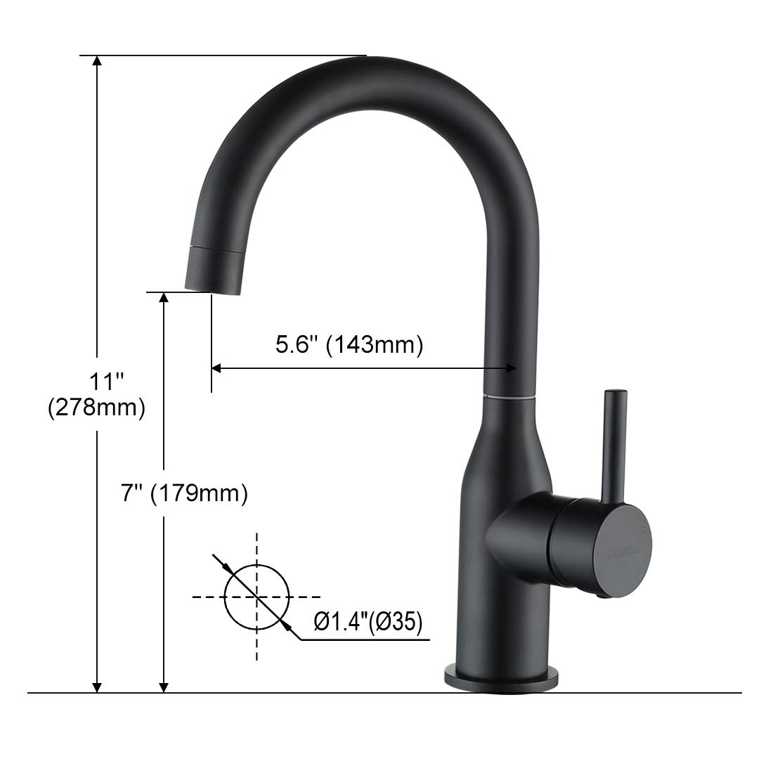 WOWOW Black Bathroom Faucet Stainless Steel Bar Faucet Single Handle Bar Sink Faucets High Arc Lavatory Sink Faucet Mixer Small Kitchen Tap Faucet with Supply Hoses