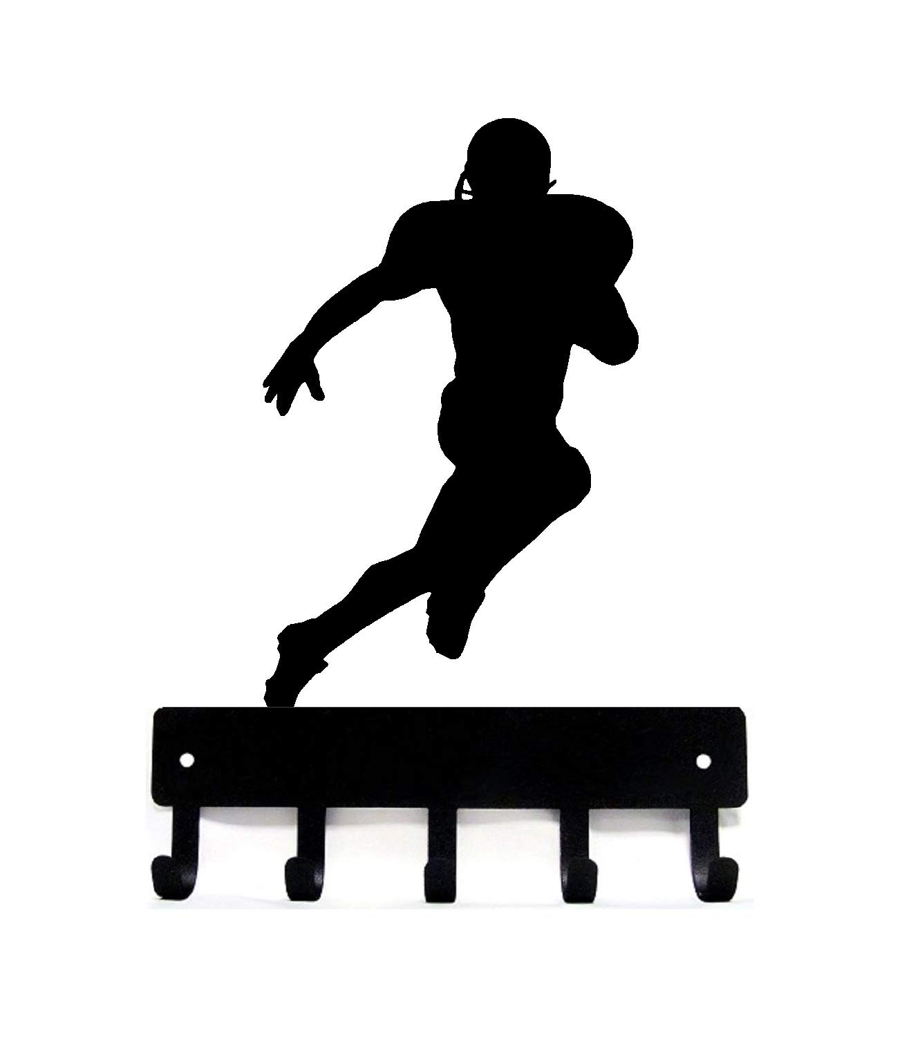 The Metal Peddler Football Receiver Sport - Wall Key Holder - Small 6 Inch Wide - Made in USA; 5 Storage Hooks