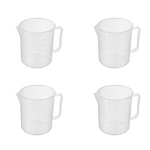 othmro measuring cup 500ml pp plastic graduated beaker transparent for lab kitchen liquids 5pcs