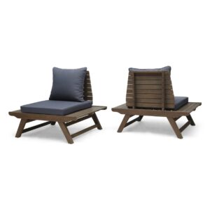 gdfstudio outdoor wooden club chairs with cushions (set of 2), white and teak finish