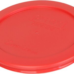 Pyrex 7200-PC Red 2 Cup Round Plastic Food Storage Lid, Made in USA - 4 Pack - Original Genuine Pyrex - Made in the USA