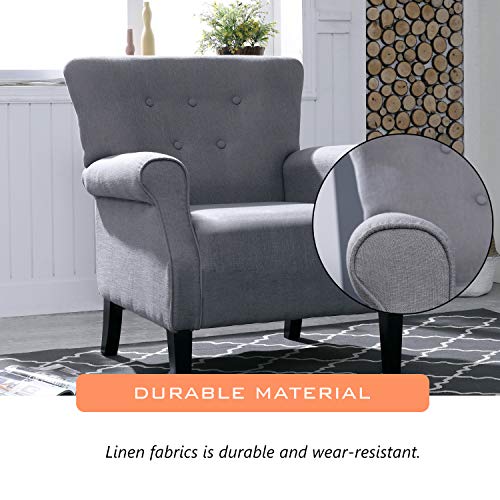 LOKATSE HOME Accent Armchair Single Sofa Modern Comfortable Furniture for Living Room, Club, Bedroom, Grey