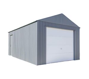 sojag 12' x 30' everest galvalume steel with extra tall walls garage storage building, charcoal