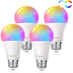 avatar controls 4 pack smart light bulbs, alexa wifi led bulbs music sync rgbcw color changing lights, no hub required (e26 a19 8w)