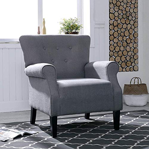 LOKATSE HOME Accent Armchair Single Sofa Modern Comfortable Furniture for Living Room, Club, Bedroom, Grey