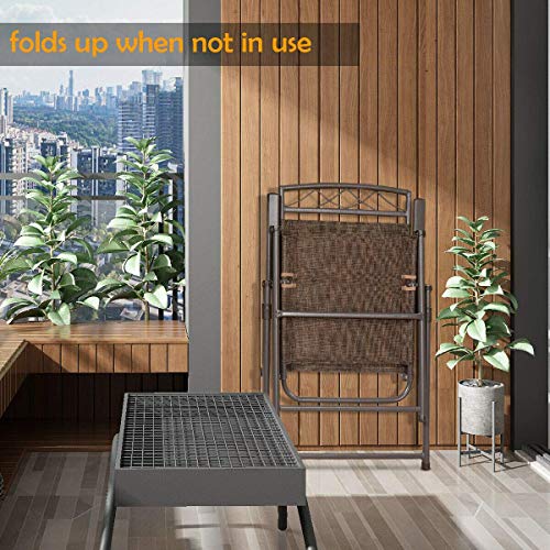 SPSUPE Set of 4 Outdoor Patio Folding Chairs, Coffee