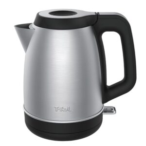 t-fal element stainless steel electric kettle 1.7 liter, fast boiling 78 sec, easy to use, easy lid opening, 1500 watts, removable anti-scale filter, precision pouring, silver and black