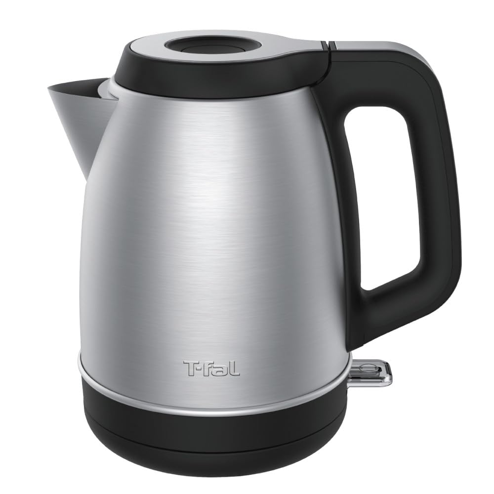 T-fal Element Stainless Steel Electric Kettle 1.7 Liter, Fast boiling 78 sec, Easy to use, Easy lid opening, 1500 Watts, Removable Anti-Scale Filter, Precision Pouring, Silver and Black