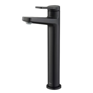 kraus indy single handle vessel bathroom faucet in matte black, kvf-1400mb