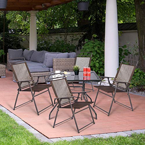 SPSUPE Set of 4 Outdoor Patio Folding Chairs, Coffee