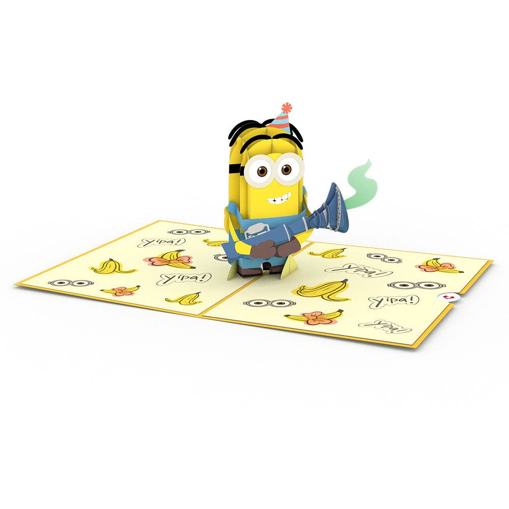 Lovepop Pop-Up Despicable Me Card - 3D Kids Happy Birthday Greeting Card for Boys, Girls - Yipa - 5" x 7" Minions Card - Blank Note Card & Envelope Included