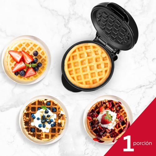 Holstein Housewares Personal/Mini Waffle Maker, Non-Stick Coating, Black - 4-inch Waffles in Minutes, Ideal for Breakfast, Brunch, Lunch or Snacks