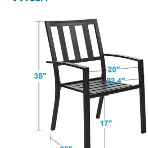 PHI VILLA Wrought Iron Patio Outdoor Dining Chairs, Portable Black Outdoor Patio Chairs Set of 4, Stackable Indoor Outdoor Bistro Deck Metal Chairs for Garden Backyard Lawn, Support 300 lbs