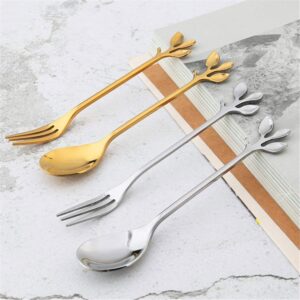 Turbokey Fruit Forks Cocktail Sticks Set of 8, Stainless Steel 4.7 Inches Mini Salad Forks Appetizer Cake Dessert Forks Party Supplies (8 Forks-Silver)