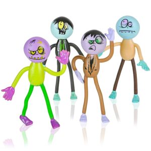 artcreativity assorted bendable zombies for kids - pack of 12 - 3.75 inch halloween figurines with bendable limbs - halloween party favors, treats, décor, goodie bag fillers, trick or treat supplies