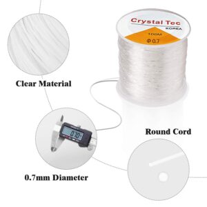 BingBing 2 Packs 0.7mm Elastic String, Jewelry Cord, Bracelet Rope Crystal Beading Cords, Transparent Beaded Line, Can Easily Pass Through Jewelry, Suitable for DIY Making (2Pack 0.7mm-White)