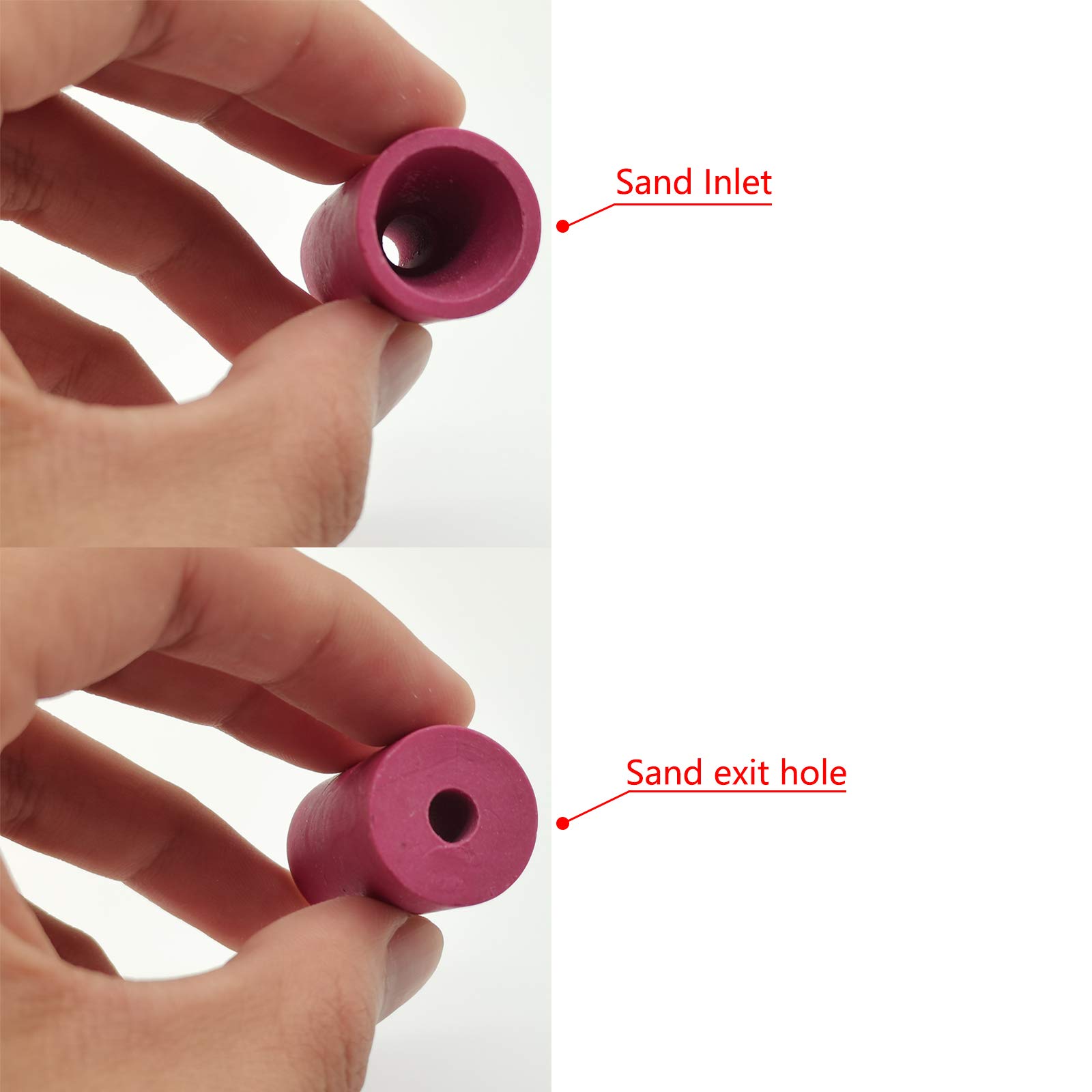 Sandblaster Gun Nozzles 10Pcs Tip Sand Blaster Replacement Cylinder Ceramic Abrasive Nozzles for Blasting (Pink)