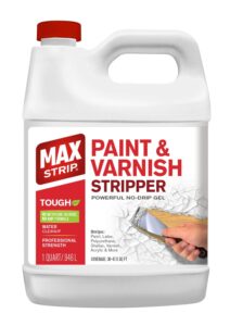 max strip paint & varnish stripper 32oz - paint stripper for multiple layers of acrylic, latex, oil & water-based paints, varnishes. for wood, metal, masonry, plaster, tile, molding.