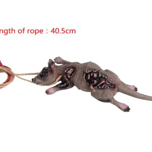 Halloween Decor Haning Rat Prop Realistic Looking Spooky Mice Rats Fake Dead Mouse Terrible Prank Props Cats Dogs Interesting Toys Halloween Party Favors Vampire Rats for Haunted House Decoration