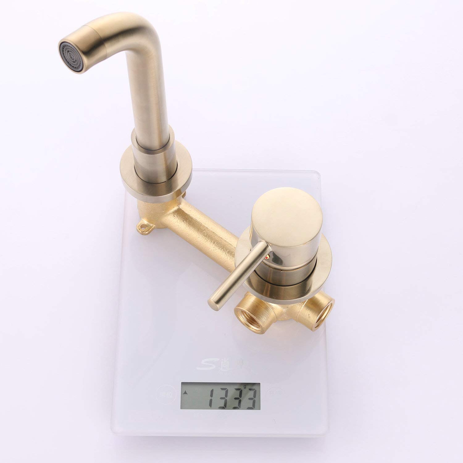 Modern Bathroom Wall Mounted Faucet 360 °Swivel Spout Single Handle Bathtub Faucets for Wall 2 Hole Mount Brushed Golden Tap Brass Leekayer